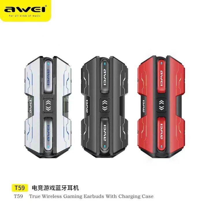 Awei T59 5.3 TWS cool na puwang ng larangan ng digmaan paglalaro Bluetooth wireless headset ...