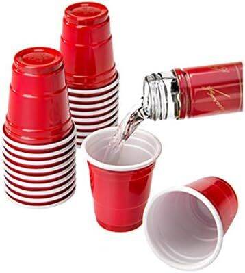 Disposable Shot Glasses -50 Mini Cups Red Solo Party - Plastic Shot ...
