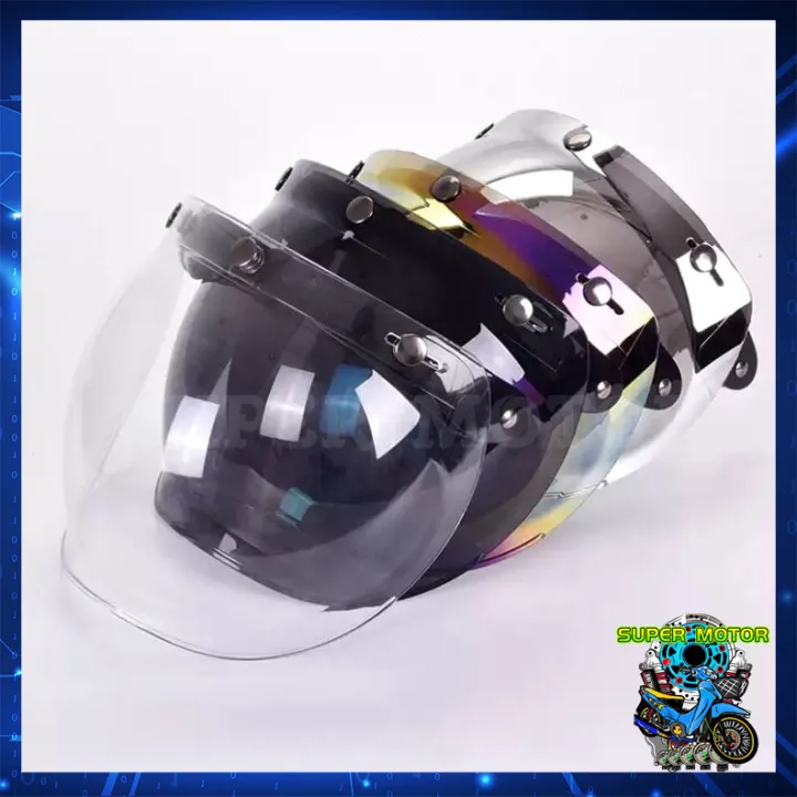 BOGO Motorcycle Helmet Bubble Shield Visor Full Face Mirror Lens with 3 ...