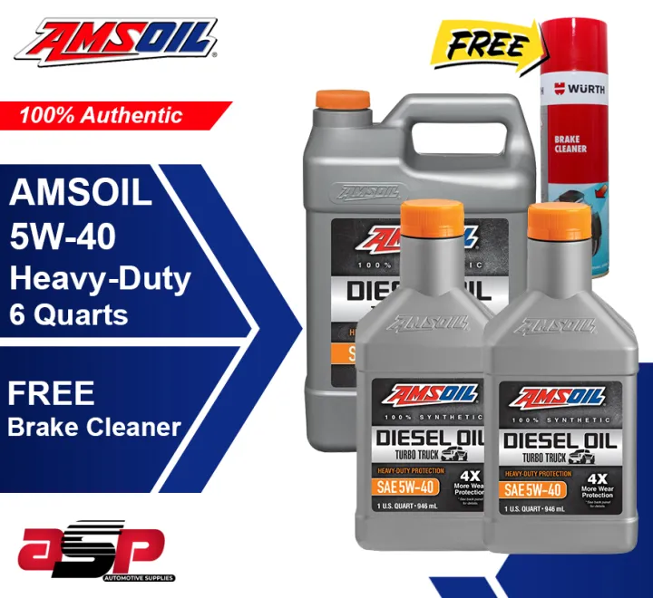 AMSOIL Heavy-Duty Turbo Truck Synthetic Diesel Engine Oil 5W-40 6 ...