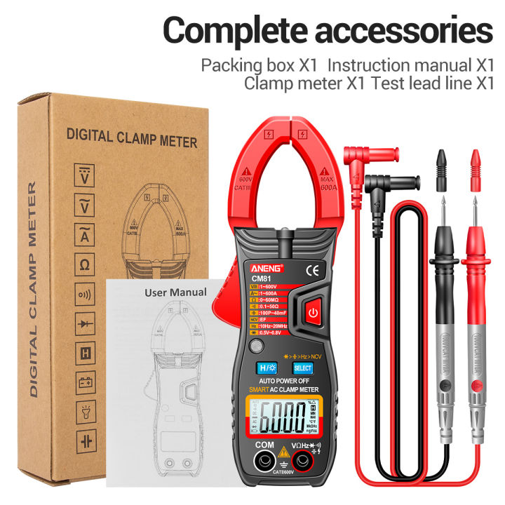 ANENG CM81 Smart AC Clamp Meter Clamp Type Multimeter 6000 Counts Auto ...