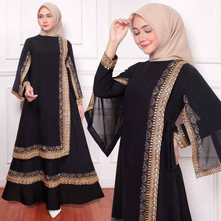 RINA BUSANA - COD - Gamis Arab Turkey Mewah - Abaya Arab Mewah Hitam ...