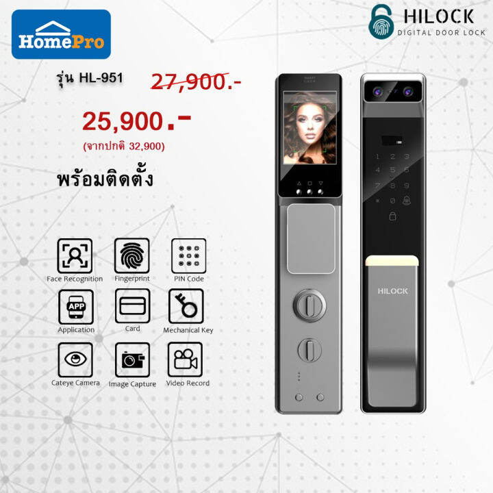 HiLock Digital Door Lock : 9 ระบบ รุ่น HL-951 (พร้อมติดตั้ง) บานผลัก ...
