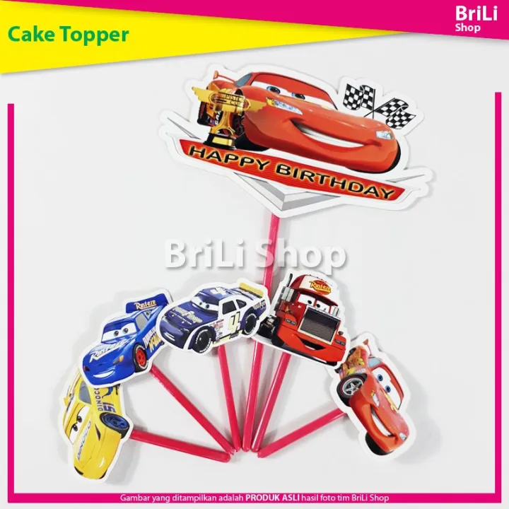 Cake Topper HAPPY BIRTHDAY Cars McQueen Hiasan Kue Ultah Ulang Tahun Mc ...