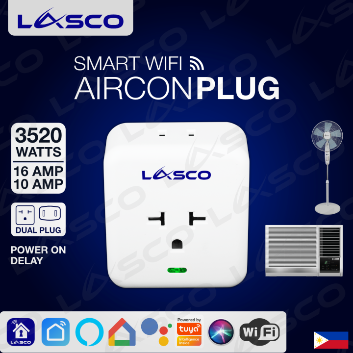 Lasco Wifi Aircon Plug Smart Socket Wireless Plug Powerful 16A and 10A 3520 Watts Outlet Remote ...