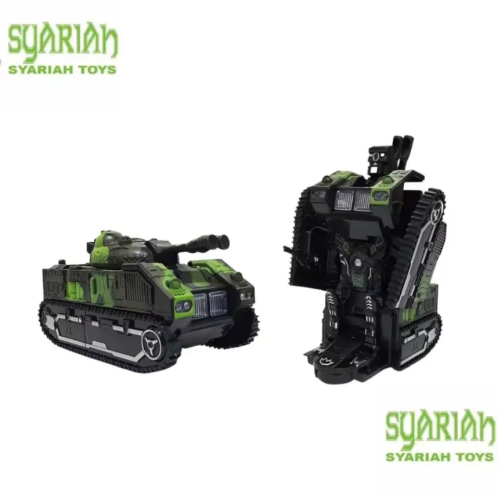 MAINAN TRANSFORM DEFORMATION COMBAT TANK BERUBAH JADI ROBOT 2IN1 LAMPU ...