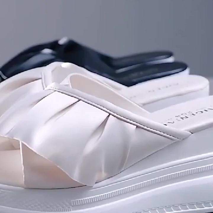 XIHAHA ใหม่ผู้หญิงแฟชั่นเต้นรำลาดส้นหนาแต่เพียงผู้เดียวรองเท้าแตะฤดู ...