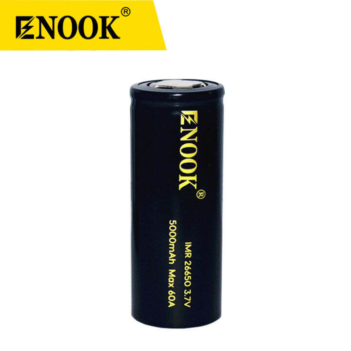 ENOOK Rechargeable Battery 26650 Li-ion 3.7V 5000mAh Discharge 60A Flat ...
