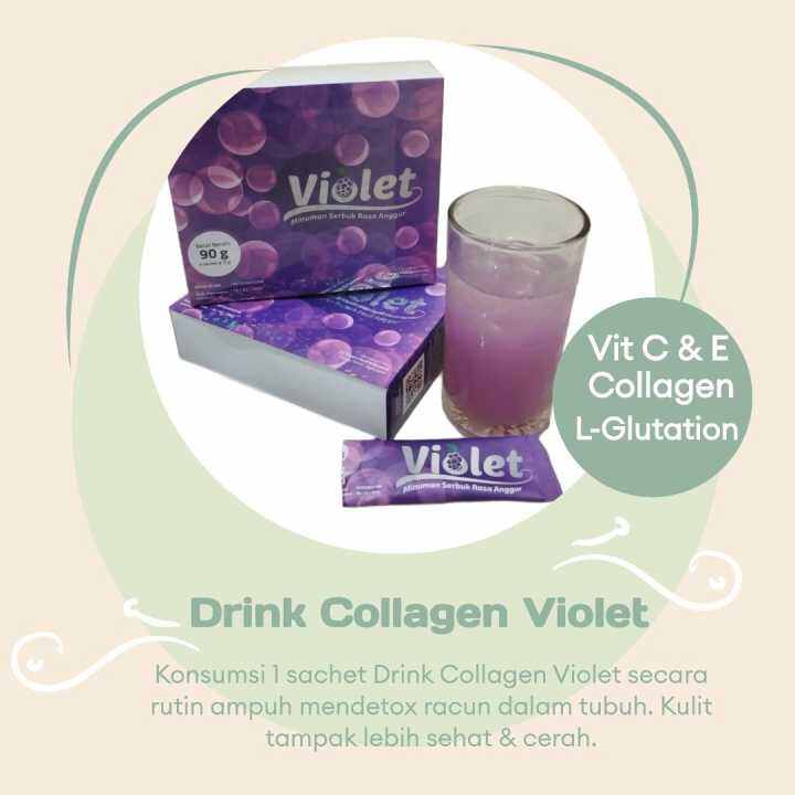 Minuman Serbuk Collagen Glutathione Drink Rasa Anggur Mencerahkan Kulit 1 Box isi 6 Sachet ...