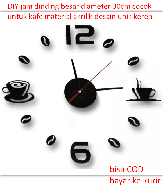 DIY jam dinding besar diameter 30cm cocok untuk kafe material akrilik ...