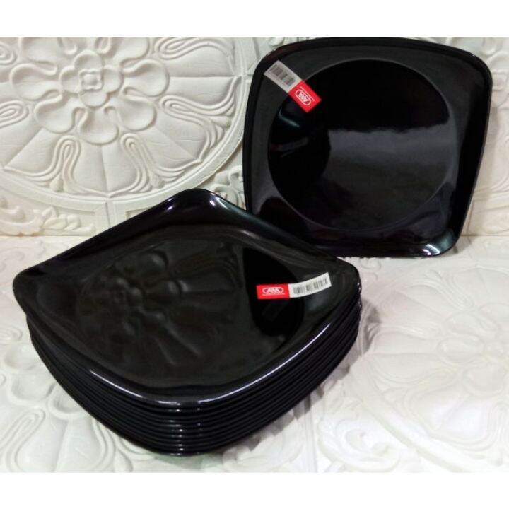12pcs 8.5inch Pure Black Square Melamine Plate | Lazada PH