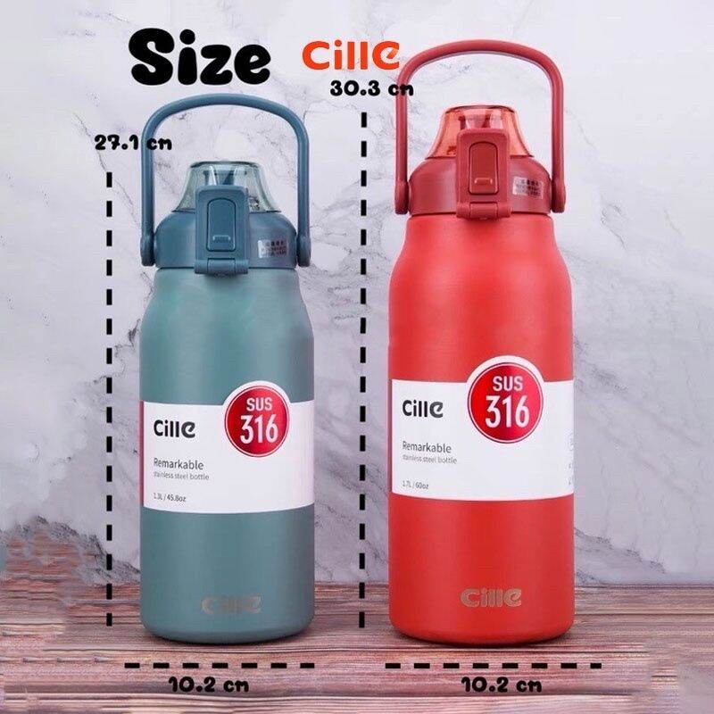 【Ganggang】กระบอกน้ำ 1.7 ลิตร (1700ml) สแตนเลส 316 ความจุสูงกระบอกน้ำเก็บความเย็น ด้วยฟางถ้วยน้ำ ...