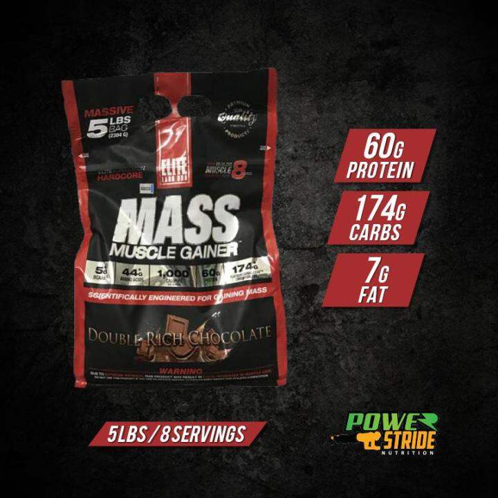 Elite Labs Mass Muscle Gainer 2304g (5lbs) - Double Rich Chocolate ...