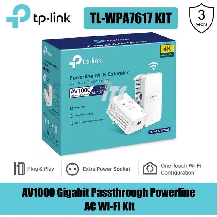 TP-Link AV1000 Gigabit Passthrough Powerline AC Wi-Fi Kit (TL-WPA7617 KIT) | Lazada