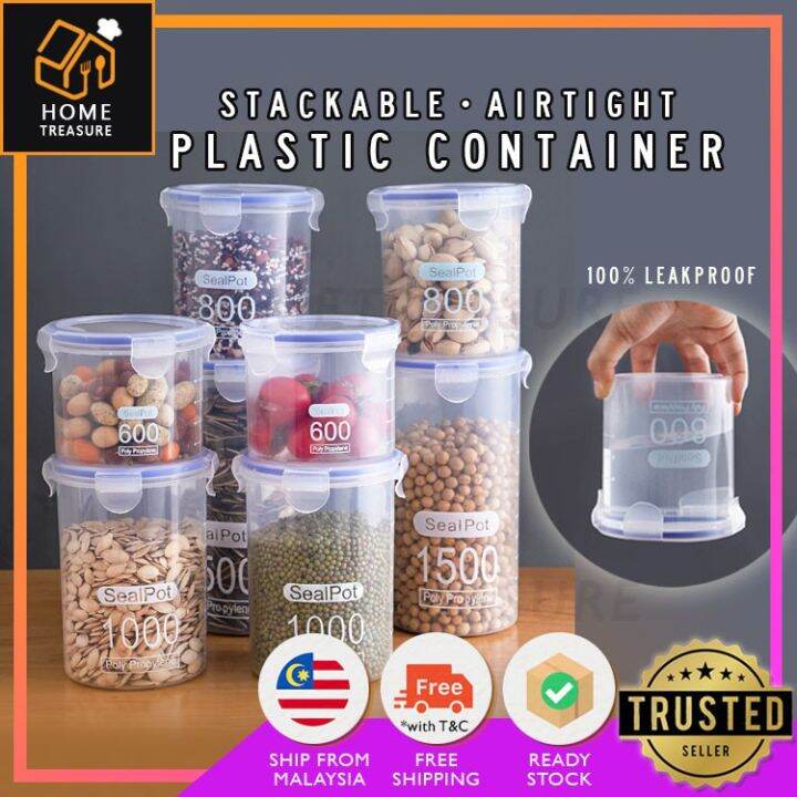 Stackable AirTight Food Storage Plastic Container Kitchen Tupperware ...