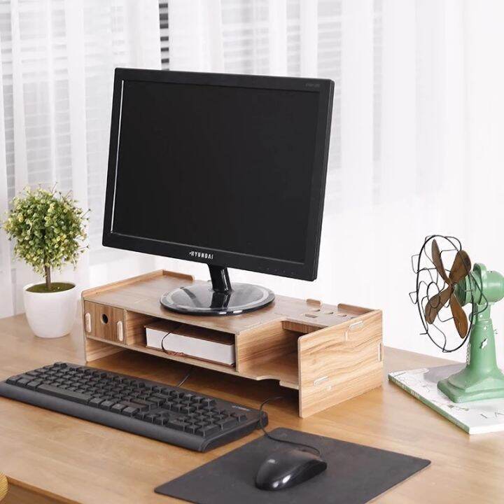 Hot 100% Wooden Original Computer Monitor Screen Increased Rack Desktop ...