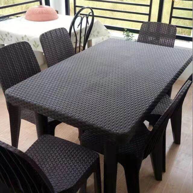 Rattan design plastic table 24''×38/30''×48 dining table/outdoor table ...