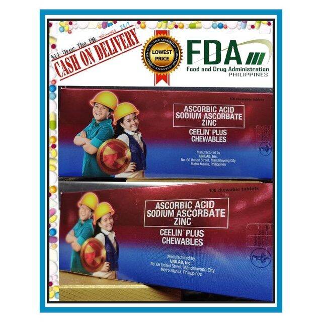 CEELIN PLUS CHEWABLE ASCORBIC ACID SODIUM ASCORBATE ZINC♜ | Lazada PH