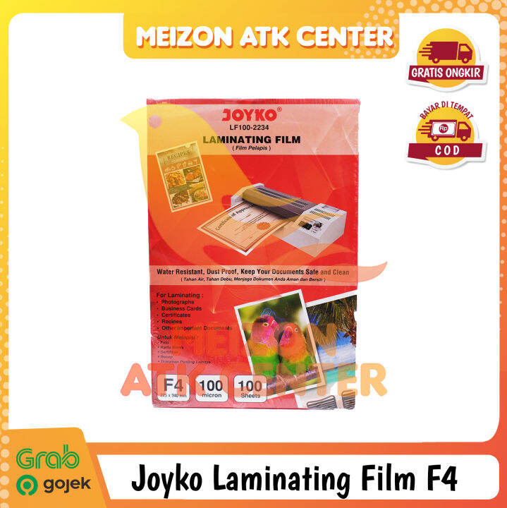 Laminating Film F4 Plastik Laminating Folio Joyko F100 2234 [1 PACK ...