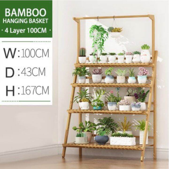 Gardenbee 3 or 4 Tier Layers Water Resistant Hanging Bamboo Garden Rack ...
