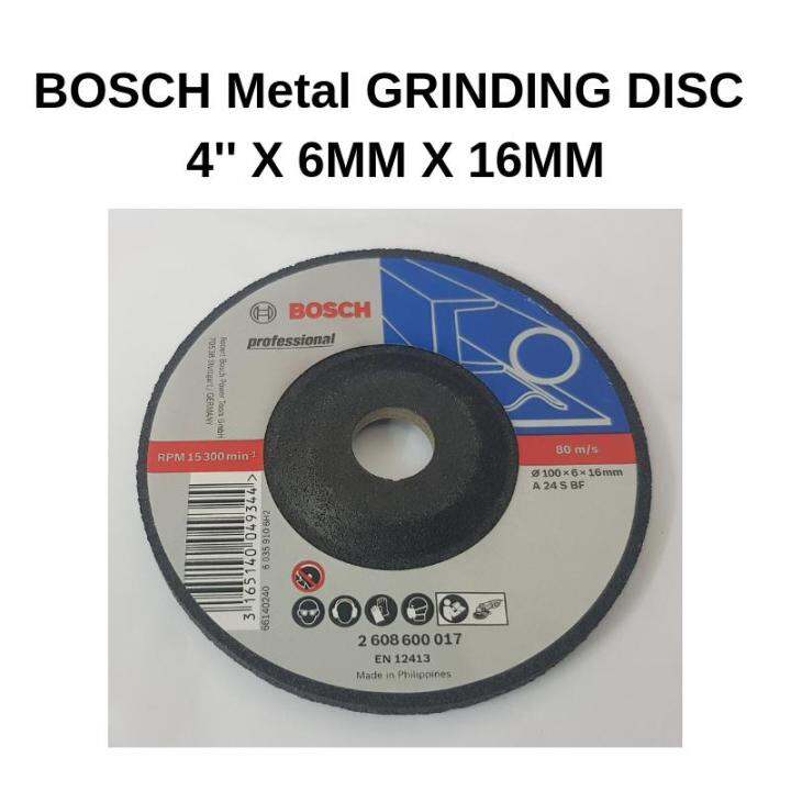 BOSCH Metal GRINDING DISC 4'' X 6MM X 16MM | Lazada