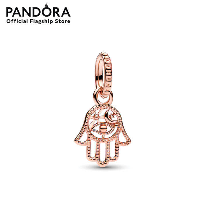 Pandora Hamsa hand 14k rose gold-plated dangle เครื่องประดับ จี้ชาร์ม ...