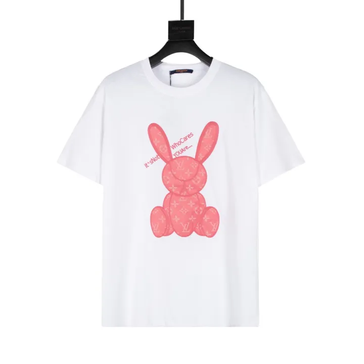Louis Vuitton LV Embroidered Rabbit LOGO Men Top Korean Top Oversized ...