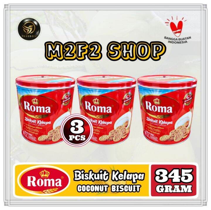 Roma Biskuit Kelapa Kaleng | Coconut Biscuit - 345 gr (Kemasan 3 Pcs ...