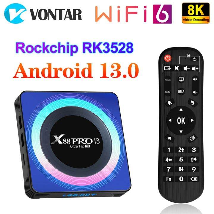 X88โปรร็อคชิป RK3528 64bit สี่คอร์ Android13.0 13กล่องทีวี Cortex-A53รองรับ Wifi6ถอดรหัสวิดีโอ8K ...