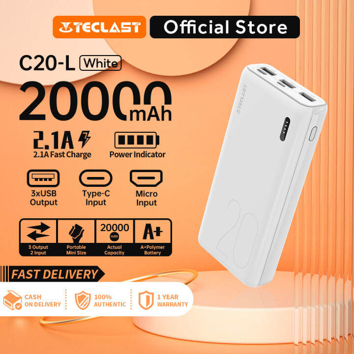Teclast C20L 20000mAh Powerbank 10.5W / 2.1A Fast Charging 3 x USB ...