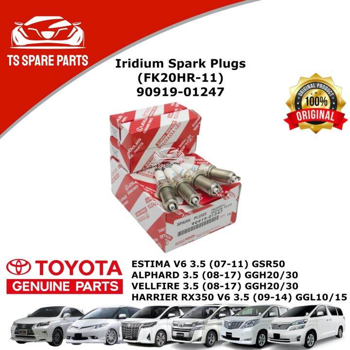 Toyota Iridium Spark Plugs 90919-01247 Estima/Alphard/Vellfire/Harrier ...