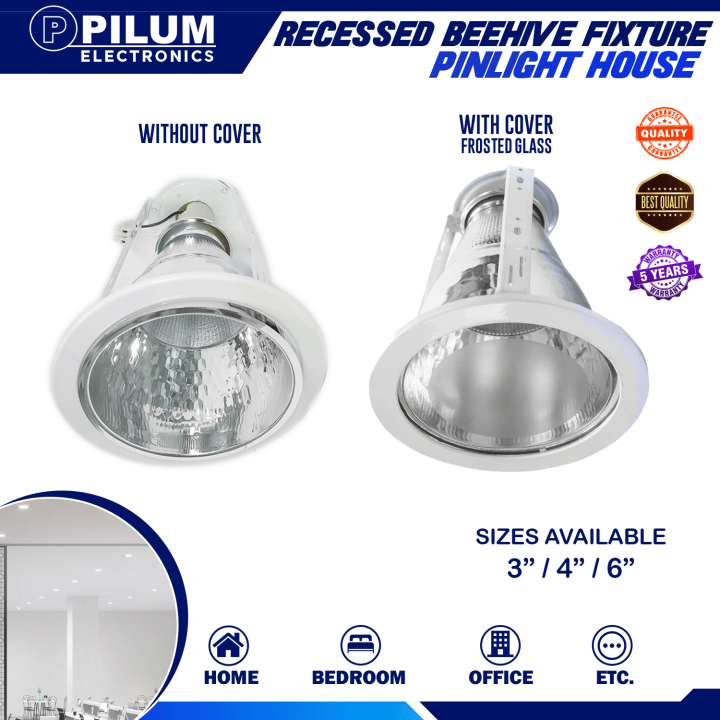 Pinlight Housing Beehive Recessed / LED E27 Fixture / Frosted Glass ...
