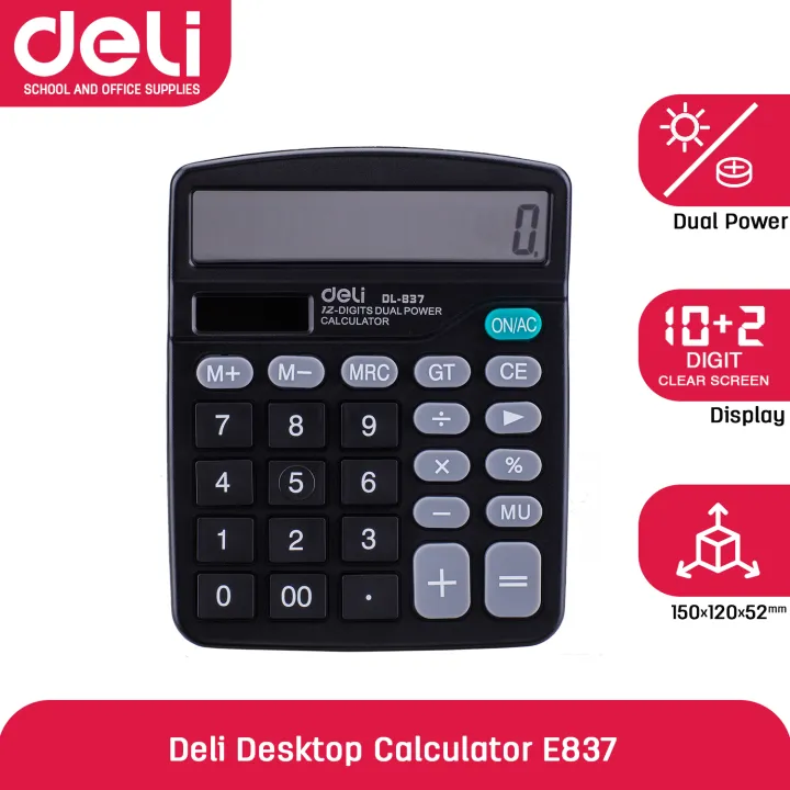 Deli 12 Digits Desktop Calculator with Big Display E837 | Lazada PH