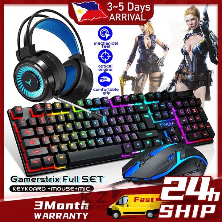 Gaming Keyboard And Mouse Set Rainbow Led Wired Keyboard For Laptop Tf200 Tf230 Computer Mouse