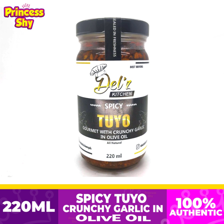 Del'z Kitchen Spicy Tuyo Gourmet with Crunchy Garlic in Olive Oil 220ml ...
