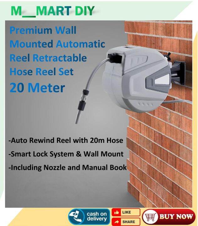 Premium Wall Mounted Automatic Reel Retractable Hose Reel Set 20M, Self ...