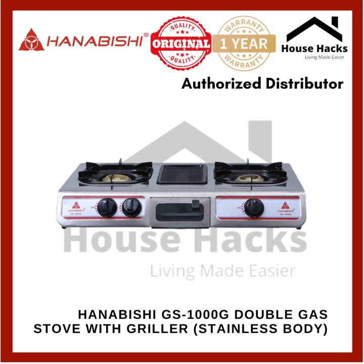 Hanabishi Double Gas Stove with Griller (Stainless Body) GS-1000G ...