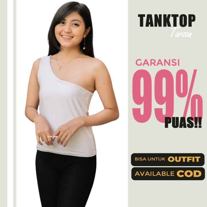 Tanktop Tengtop Tank Top Wanita Basic Polos Comisole Tubetop Model Tali Tebal Tarzan Spandex ...