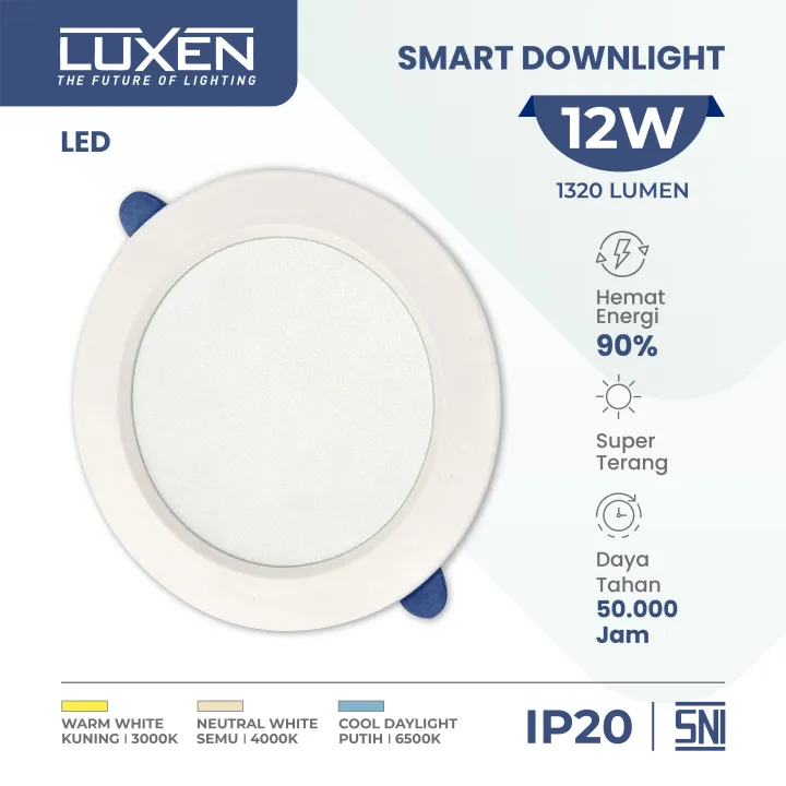Luxen LED Smart Downlight Round Series 12 Watt | Lazada Indonesia