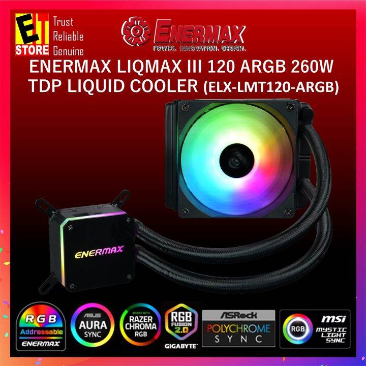 ENERMAX LIQMAX III 120 ARGB 260W TDP LIQUID COOLER - CPU COOLER ELC ...