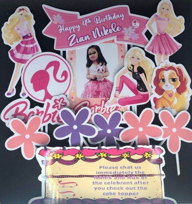BARBIE CAKE TOPPER WITH PERSONALIZED NAME AND AGE | Lazada PH