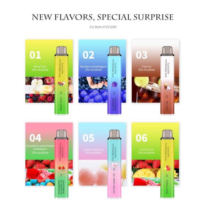 [24H STOCK] Puff ATVS 6000 Puffs Disposable Pod Device 2 SALT NIC Pod ...
