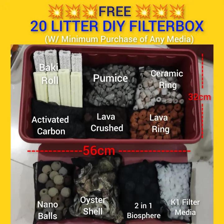 Filter Medias w/ FREE 20 Litter DIY Filter Box and Net Bags (Min ...