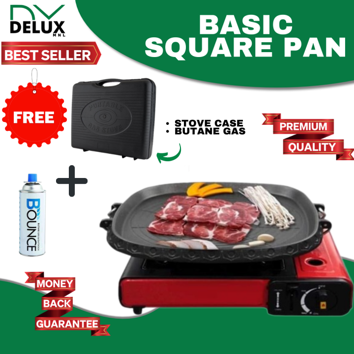 ORIGINAL Square Basic Set Samgyupsal Grill | Portable Butane gas Stove ...