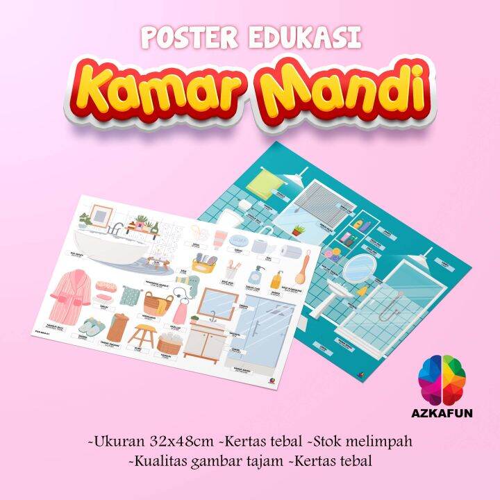 Poster Edukasi KAMAR MANDI - Poster edukasi anak | Lazada Indonesia