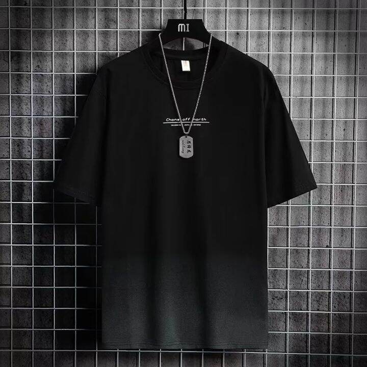 เสื้อยืดผู้ชายแขนสั้น M-4XL ไล่ระดับสีพิมพ์ลายตัวอักษรขนาดใหญ่เสื้อนักเรียนสไตล์ใหม่ฤดูร้อน ...