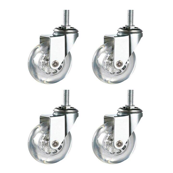 2/3Inch PU Transparent Universal Wheels with M8 x 15mm Thread Stem ...