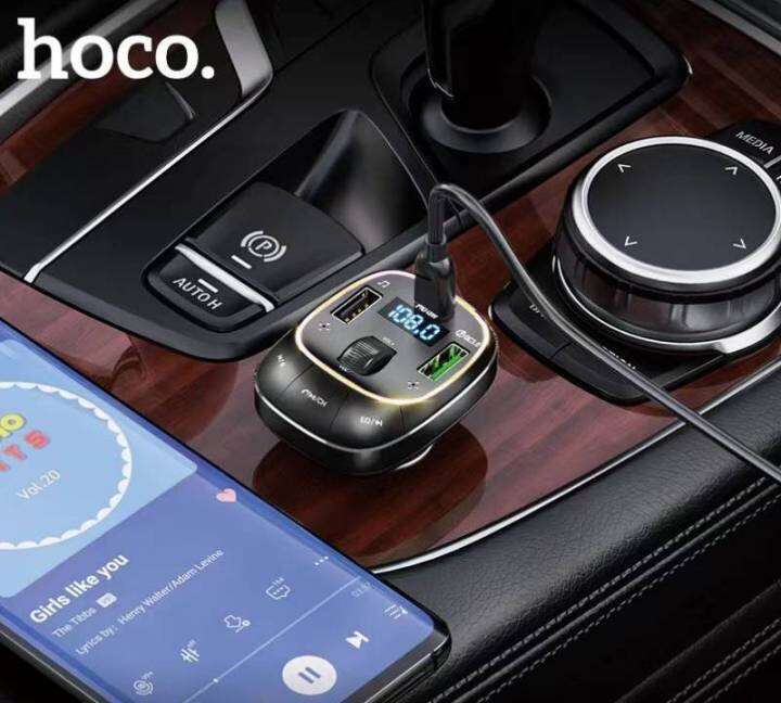 HOCO E76 ที่ชาร์จโทรศัพท์มือถือในรถยนต์ 48W Dac3.0 CAR BT FM TRANSMIT TER E76PD45W+QC3.0E76 จอ ...
