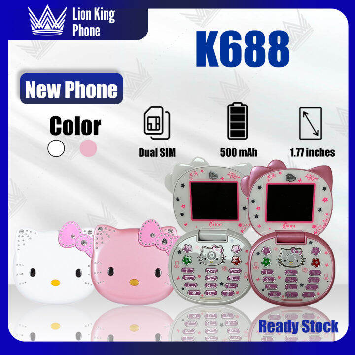 Mini Phone Cute Hello-Kitty K688 Children's Mobile Flip Smart Chip Girl ...