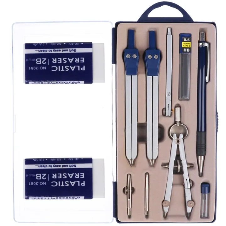 11Pieces Math Geometry Kit Set Metal Compass Geometry Precision Tool ...